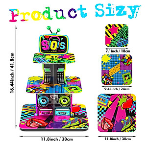 3 Tier 90s Theme Cupcake Stand 90s Birthday Party Decorations Cupcake Tower 1990s Theme Party Baby Shower Supplies