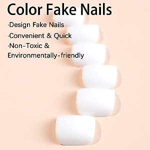 Solid Press On Toenails For Women, Nude White Toe Nail Press Ons, Acrylic Fake Toenails 24pcs uñas para pies