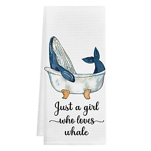 GICHUGI Just a Girl Who Loves Whale Pillow Covers 18x18, Whale Gifts for Girls Women, Whale Themed Gifts, Whale Pillow, Funny Whale Pillow Covers