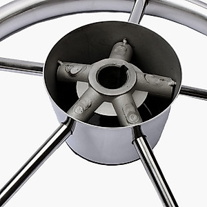 11 Inch Boat Stainless Steel Steering Wheel Destroyer Style Marine Steering Wheel 5 Spokes for Pontoon Boat Yacht