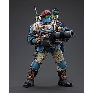 Pipigirl JoyToy Warhammer 40K Genuine License 1/18 Soldier, Astra Militarum Tempestus Scions Command Squad 55th Kappic Eagles Grenadier, 4.21 inch Models Action Figures Kits (Grenadier)