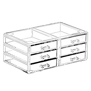 6 Drawers Stackable Makeup Organizer Storage Drawers,Cq Acrylic Bathroom Organizers,Clear Plastic Storage Bins For Vanity,Under sink,Kitchen Cabinets,Pantry,Home Organization and Storage