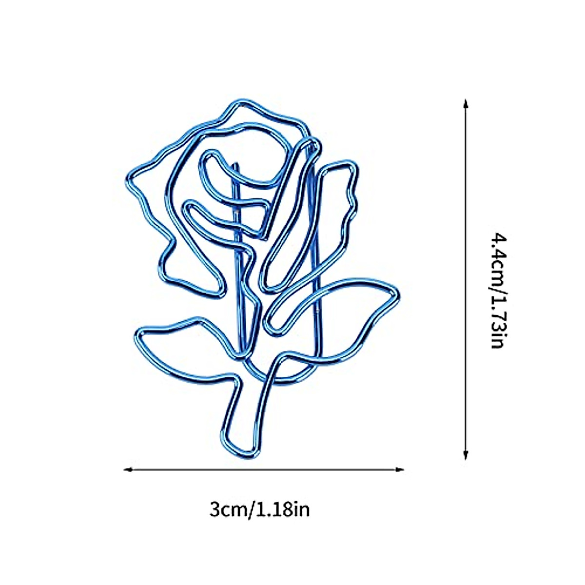10Pcs Metal Paper Clips, Blue Roses Shaped Paperclip, Metal Paper Clamps Flower Paper Clip for Bookmark Notebook Agenda Book