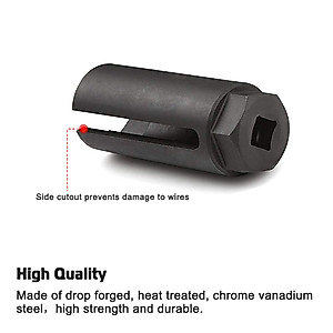 Oxygen Sensor Socket with Side Wire Cutout 3/8” Inch Drive x 7/8” (22mm) fits All Vehicle O2 Removal and Installation Offset Oxygen Sensor Socket