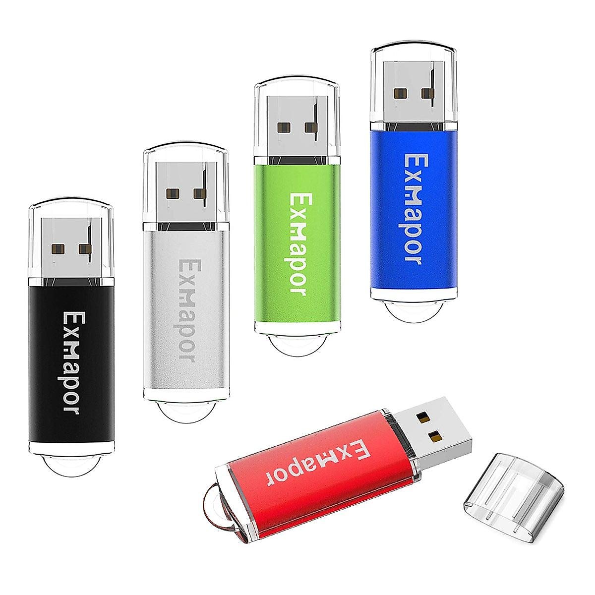 USB Flash Drive 1GB 5PCS Exmapor Memory Stick Bulk Storage Pen Drive with LED Indicator