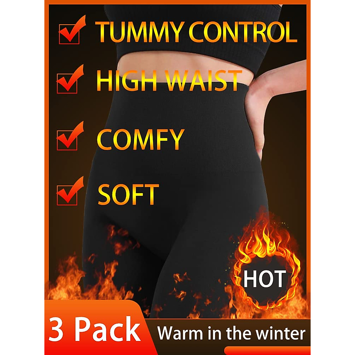 FULLSOFT 3 Pack Fleece Lined Leggings Women High Waisted Workout Winter Warm Thermal Yoga Pants(3 Pack Black,Black,Dark Grey,Small-Medium)