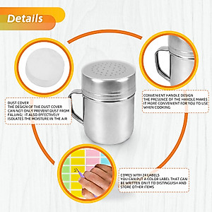 GEMLORD 2 Pieces 13.5 OZ Stainless Steel Salt and Pepper Dredge Shakers with Lid and Handle, Seasoning Pepper Shaker Spice Condiment Shakers for Powder Candy Cooking Kitchen Baking