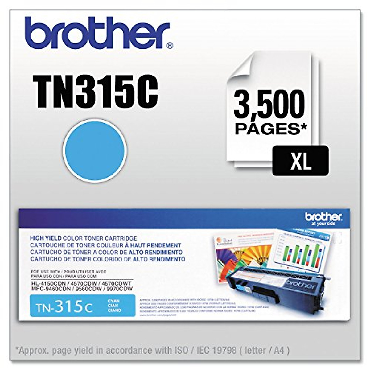 Brother Genuine TN315C High Yield Cyan Toner Cartridge