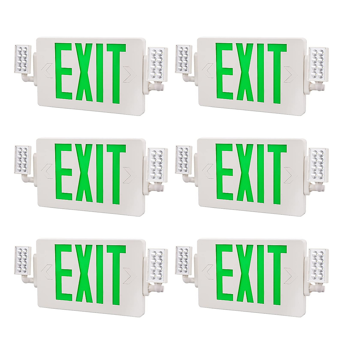 EXITLUX 1 Pack Green Led Exit Lights with Battery Backup&Adjustable Two Head-US Standard UL Listed-Hardwired-Exit Signs for Business/Commercial Emergency Light Fixtures