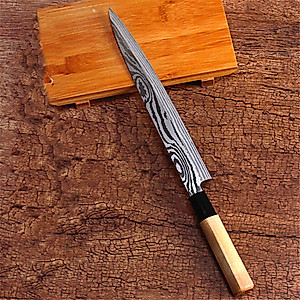 LIUZHANGYU 5Cr15Mov Stainless Steel Yanagi Sushi Sashimi Japanese Knife, 9.5'' (240mm), Wood Handle
