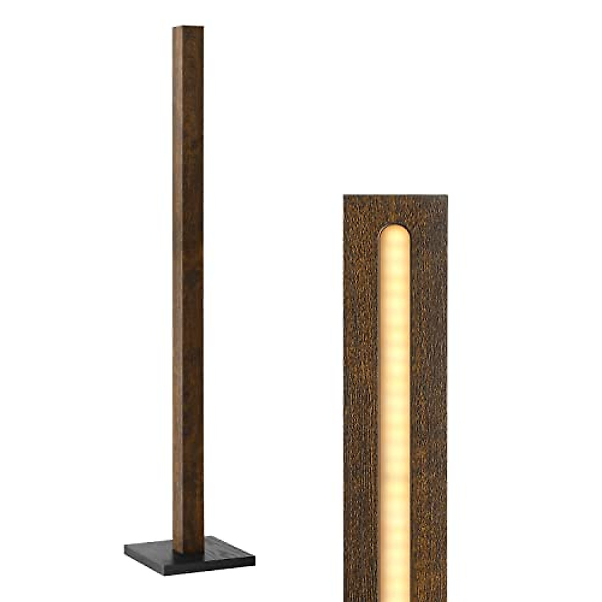 EDISHINE Modern Wood Corner Floor Lamp, Sleek Dimmable LED Atmosphere Lamp, Minimalist Standing Mood Lighting for Living Room, Bedroom, Studio, Office, 3000K Warm Light, 46"