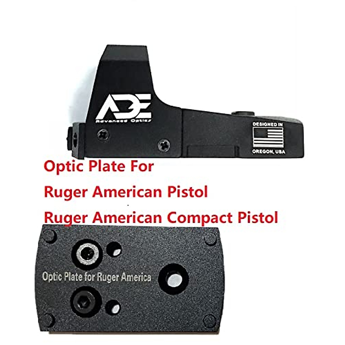 Ade Advanced Optics RD3-006 Green Dot Sight + Optic Mounting Plate for Ruger American Pistol
