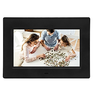 HD Digital Photo Frame, Slideshow 7 Inch IPS Screen Support USB 100‑240V Electronic Album with Remote Control for Wedding Party (US Plug)