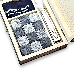 Gifts for Men Chilling Stones,12 Granite Stones Whiskey Gifts for Boyfriend Dad Bar Party Fathers Day Christmas Birthday Festival Anniversary or Retirement