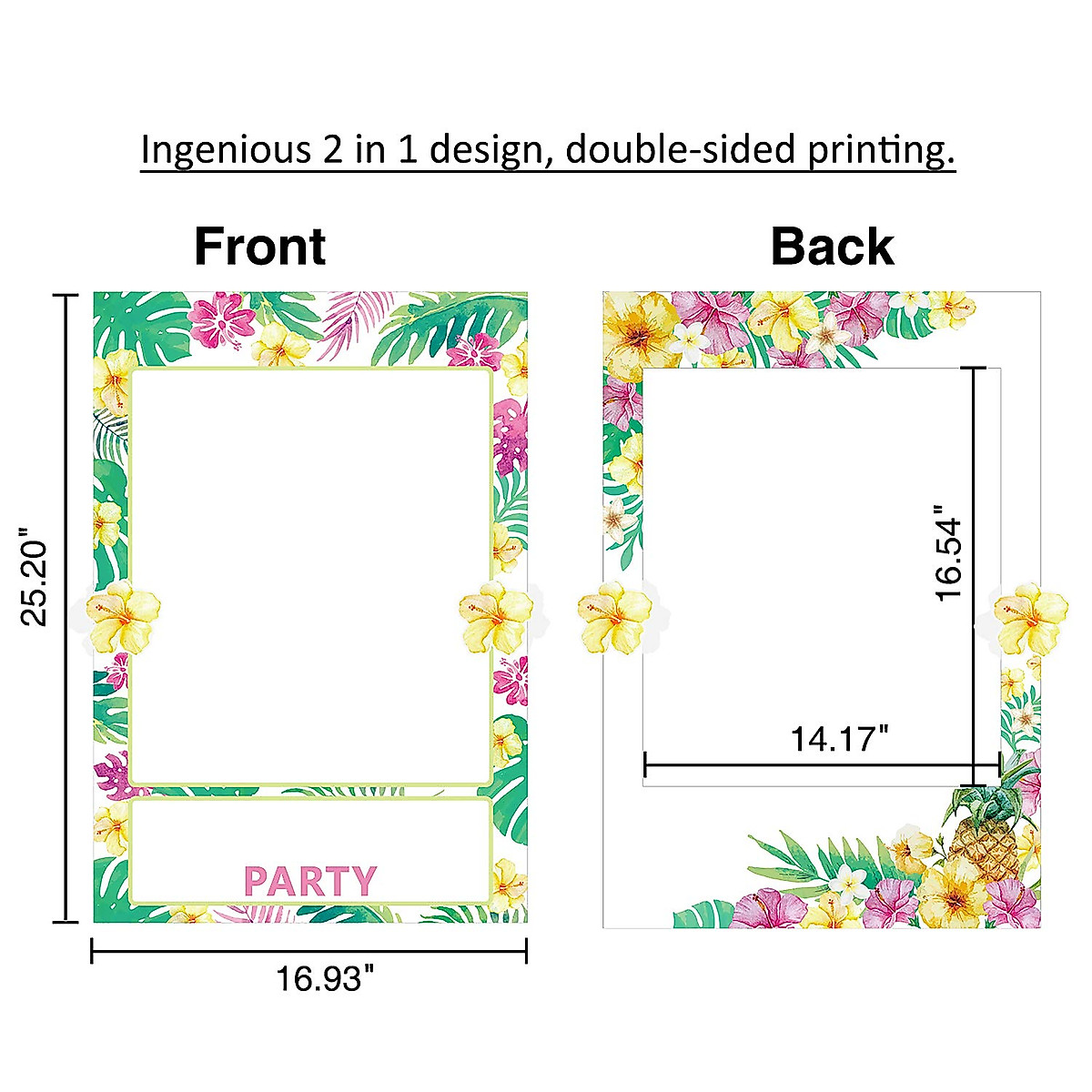 Moon Boat 2 in 1 Luau Photo Booth Props Frame Party Supplies: Hawaiian Tropical Tiki Birthday Baby Shower Bridal Shower Wedding Decorations (Assembly Needed)