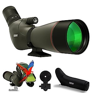 Gosky HD 20-60x80 Dual Focusing Spotting Scope - Waterproof HD Optics Zoom Scope with with Carrying Case and Smartphone Adapter for Hunting Bird Watching Target Shooting Astronomy Scenery-Gray