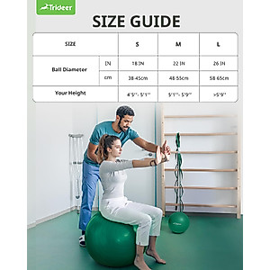 Trideer Exercise Ball for Physical Therapy, Swiss Ball Physio Ball for Rehab Exercises, Workout Fitness Ball for Core Strength, Yoga Ball for Balance & Flexibility