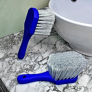 gunhunt 1 PC Car Tire Cleaning Brush with Short Handle, 8.26" x 2.95" x 2.95" Car Soft Bristle Wheel Cleaning Brush, Car Tire Cleaning Tool, Suitable for Most Models (Blue)