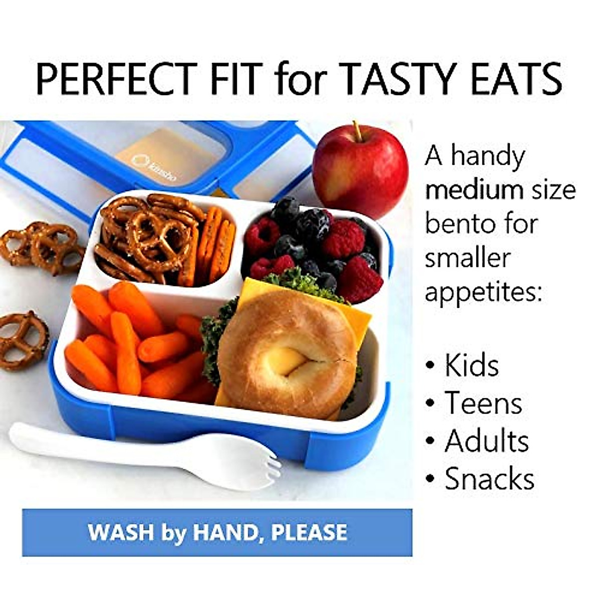 Bento Box for Kids, Toddler Lunch-Box for Small Boys Girls in School, Pre-School or Daycare, Leakproof 3 Compartment Containers for Portion Control Snacks for Adults, BPA Free. Medium Blue Pink 2 pack