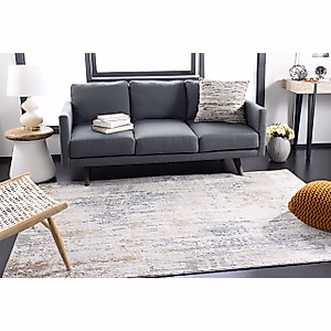 SAFAVIEH Invista Collection Area Rug - 8' x 10', Cream & Grey, Modern Abstract Design, Non-Shedding & Easy Care, Ideal for High Traffic Areas in Living Room, Bedroom (INV432A)