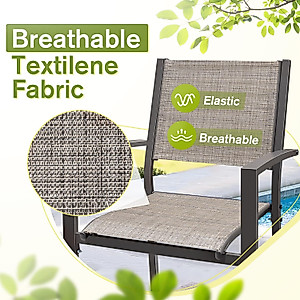 Homall Patio Dining Set 7 Pieces Outdoor Furniture with Large Table and 6 Textilene Chairs for Porch, Brown