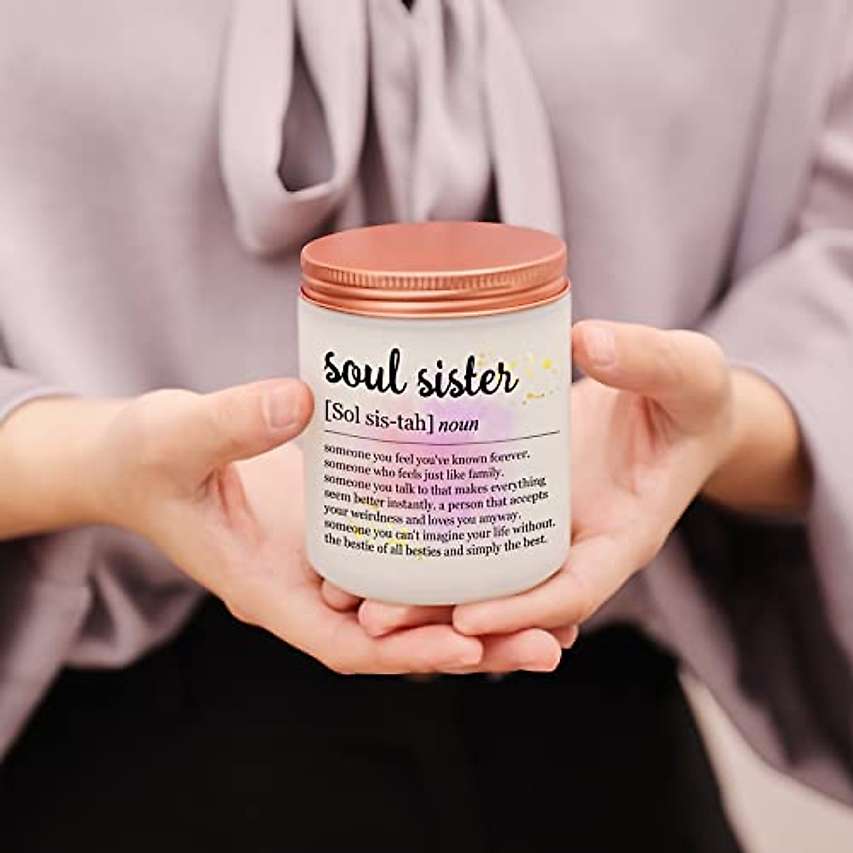 Soul Sister Gifts for Women Lavender Candle Gift to My Soul Sister Friend BFF Colleague Mother's Day Valentine's Day Christmas Gifts for Co-Worker Boss Scented Candle