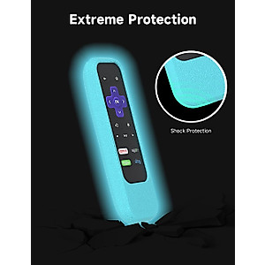 Protective Case for Roku Express HD/Express+,Roku 2 (4210R),Roku LT,Premiere,RC83,Streaming Stick RC41,3800RT,TCL TV R655 Remote Case Light Weight Shock Proof Silicone Remote Cover(Glow in Dark Blue)