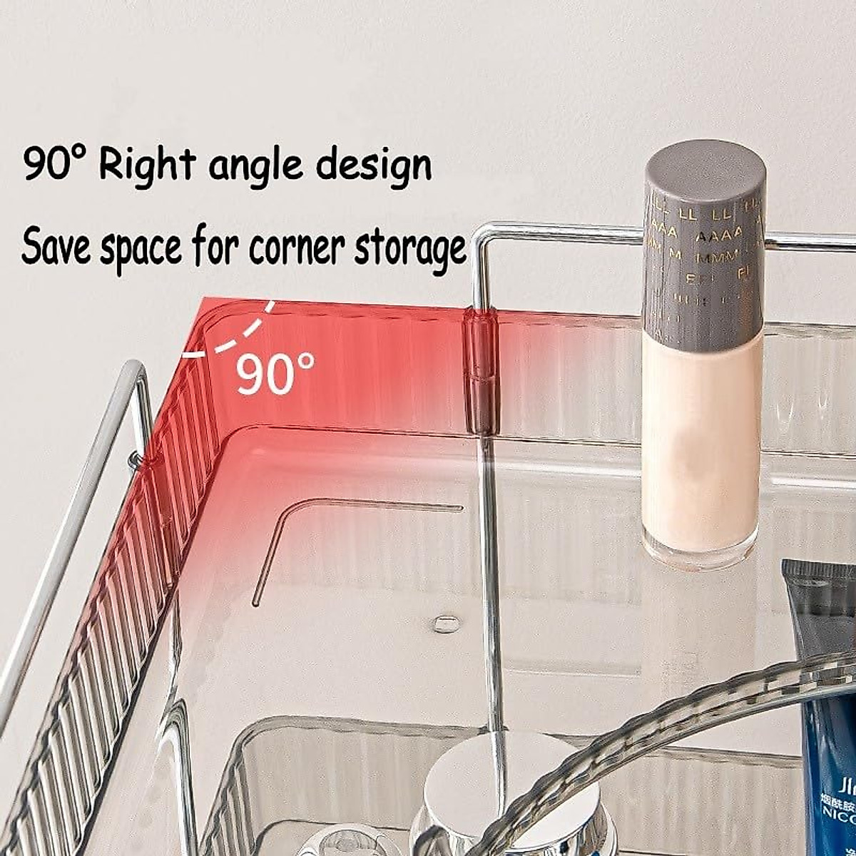 DEAMACE Corner Bathroom Counter Organizer, Bathroom Counter Shelf, Makeup Organizer for Vanity, Bathroom Organizer for Skincare, Cosmetics, Perfumes, Lotions, Toiletries (3 Tiers, Grey)