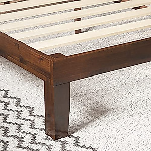 ZINUS Moiz Wood Platform Bed Frame with Adjustable Upholstered Headboard / Solid Wood Bed / Wood Slat Support / No Box Spring Needed / Easy Assembly, Queen