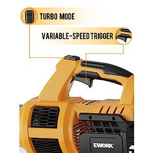 EWORK Cordless Leaf Blower 21V Electric Leaf Blower with (2) 3.0Ah Batteries and Fast Charger, Variable Speed, Turbo Mode, Battery Powered Handheld Leaf Blowers for Lawn Care and Clearance Yard Leaves