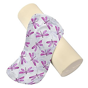 Vnurnrn Purple Red Dragonfly Neck Support Pillow Round Neck Roll Bolster Cylinder Pillow Cervical Pillows Round Neck Pillow for Leg Knee Back Head Support for Work Women Men Traveling Headrest