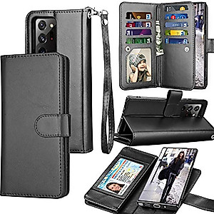 Galaxy Note 20 Ultra Case, Note 20 Ultra 5G Wallet Case, Luxury Cash Credit Card Slots Holder Carrying Flip PU Leather Cover [Detachable Magnetic Hard Case] for Samsung Galaxy Note20 Ultra [Black]
