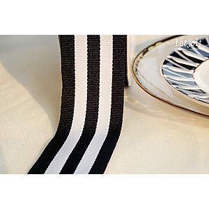 Striped Fabric Grosgrain Ribbon 1-1/2 Inch Wide 25 Yards Black and White Striped Ribbon for Bouquet Favor New Years Gifts Wraps Craft Trim Embellishments Supplies Decorations