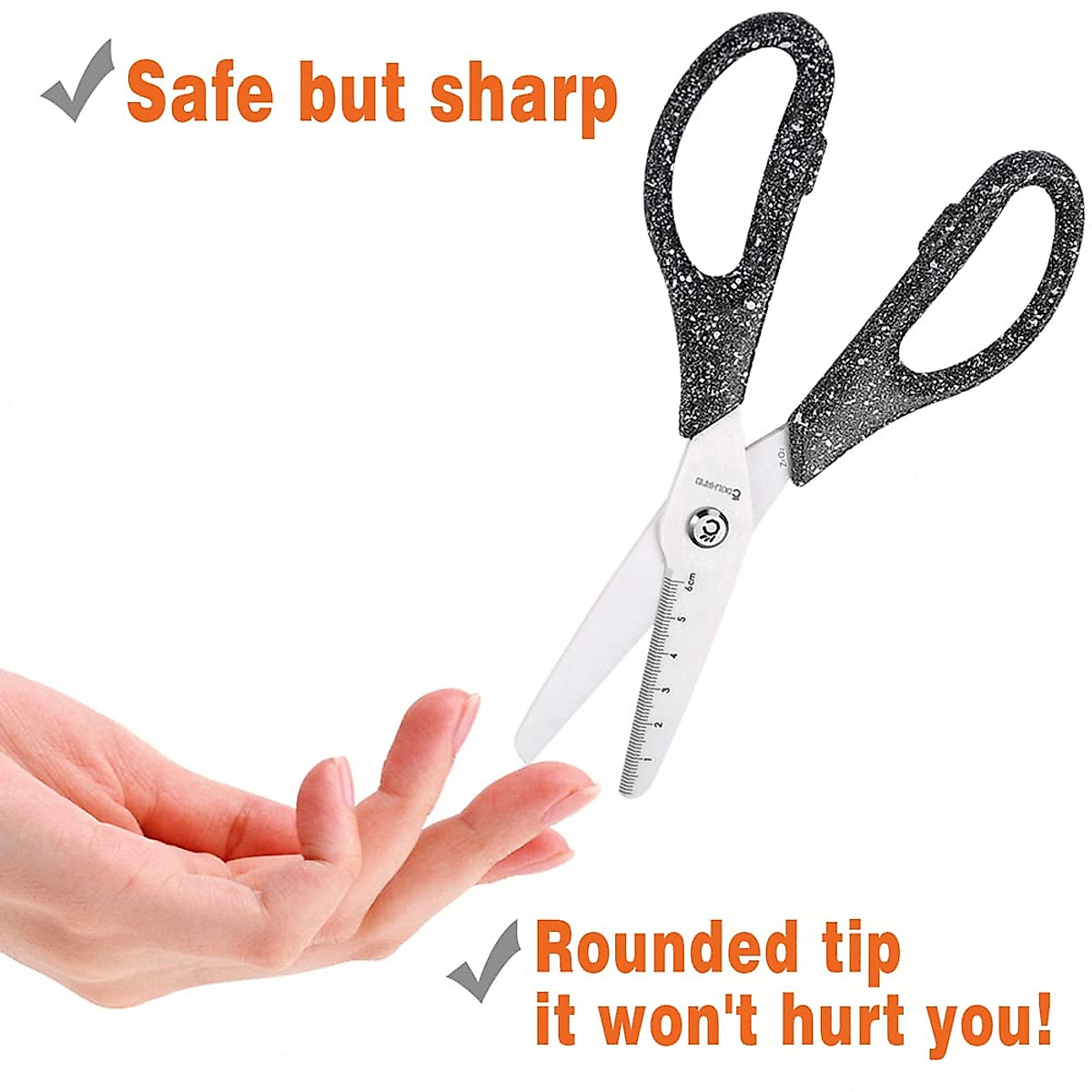 cool hand Gear 7.8'' Multi Purpose Ceramic Blade Scissors w/Ruler Marking, Blunt Tip Scissors Utility Shears for Kitchen, Craft, BBQ, Pet Care, Sewing, 1 PCS