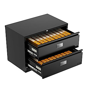 kingwolfox Lateral File Cabinet with Lock, 2 Drawers Large Metal Filing Cabinet, Home Office Lockable File Storage Cabinet for Hanging Legal/Letter A4/F4 Size.