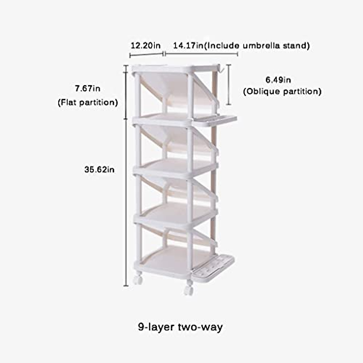 Multi-Layer Rolling Wheel Cart Shoe Rack 9-Layer Two-Way for Kitchen Home Office Craft Garage Salon Shoe Cabinet（ 90x36cm ） Ventilated