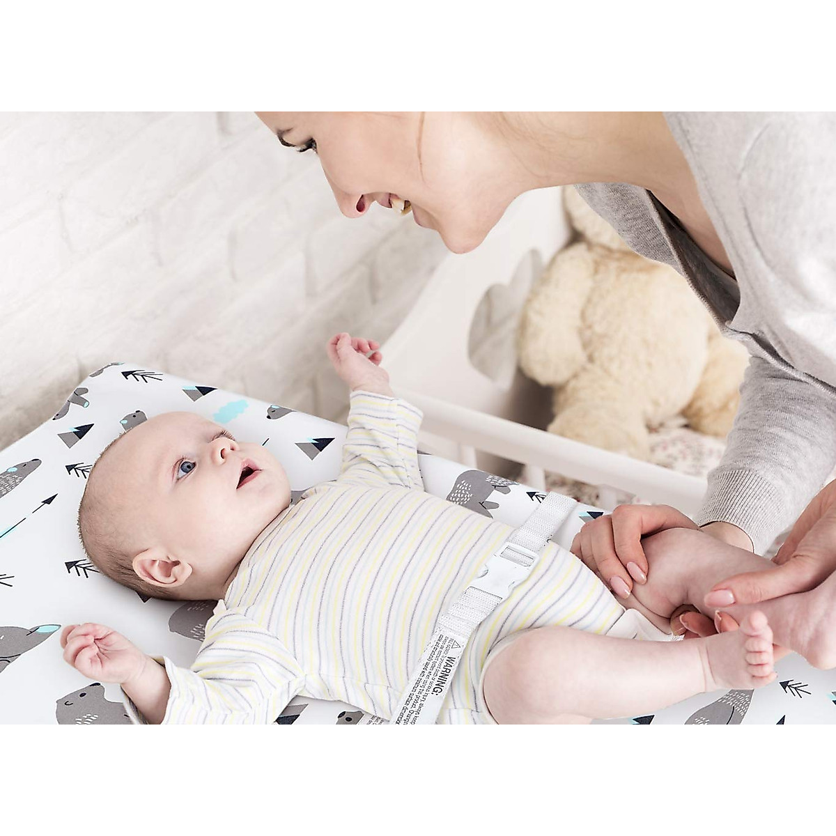 Stretchy Changing Pad Covers BROLEX Carddle Sheet Set for Baby Boys Girls,2 Pack Jersey Knit,Owl & Bear