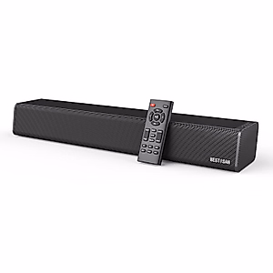 Sound Bar, BESTISAN 50 Watts Soundbar with HDMI, Optical, Coaxial, AUX, USB and Bluetooth Connection, DSP, Bass Adjustable, 16 Inch, Mountable
