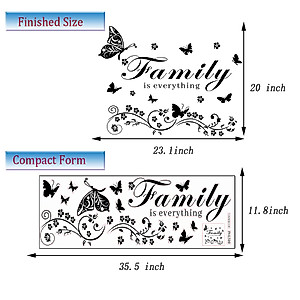 Wall Decor Sticker Vinyl Wall Art Decal Removable Wall Stickers Quotes Family is Everything Wall Decals Family Wall Art Letters Wall Decal Word Lettering Wall Sticker for Living Room Bedroom Dining Room Kitchen.