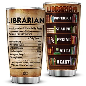 ZOXIX Librarian Coffee Tumbler For Women Vintage Book Lover Gift Ideas Stainless Steel Cup For Librarians Library Workers Day Insulated Tumblers Bookish Gifts Bookaholic Mug Cups