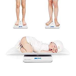 MomMed Baby Scale, Multi-Function Toddler Scale, Baby Scale Digital, Pet Scale, Infant Scale with Hold Function, Blue Backlight, Weight and Height Track