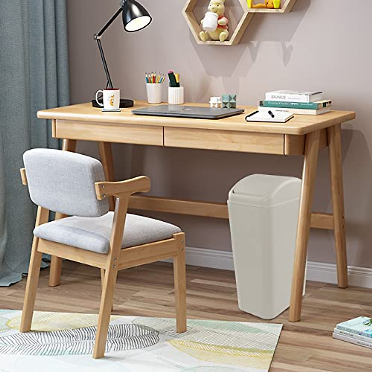 Utiao Slim Trash Cans with Swing Lid for Kitchen, Office, Bathroom, 14 L