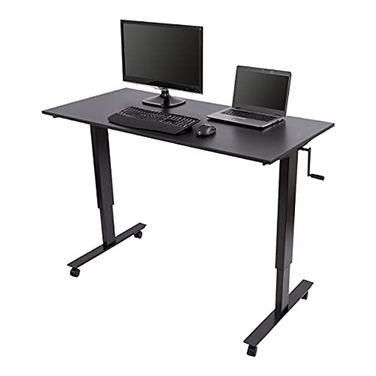 Stand Steady Tranzendesk 55 Inch Standing Desk | Height Adjustable Sit to Stand Workstation with Removable Crank Handle | Ergonomic Desk Great for Home & Office! (55.6"/ Black)