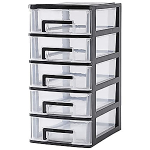 DOITOOL 5 Tier Plastic Drawer Type Closet, Home Office Storage Organizer, Makeup Organizer Station Cube, Cosmetics Jewelry Box for Bathroom, Dorm, Desk, Countertop, Office