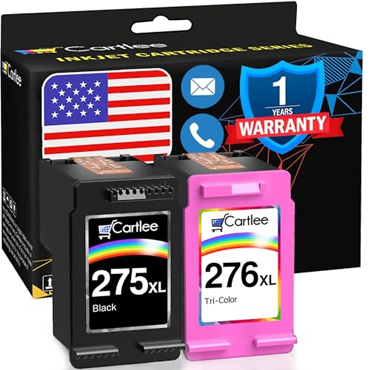 Cartlee Remanufactured Ink Cartridges Replacement for Canon 275 and 276 Ink Cartridges for Canon Ink 275xl 276 for Canon Pixma TS3522 Ink Cartridges for Canon TR4720 Ink Cartridges Printer Combo Pack