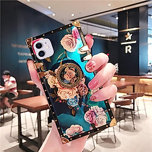 Babemall for iPhone 11 Pro Max 6.5" inch Case, Elegant Romantic Blu -Ray Flower Square [Scratch Resist] Protective Corner Back Cover Case (Flower2)