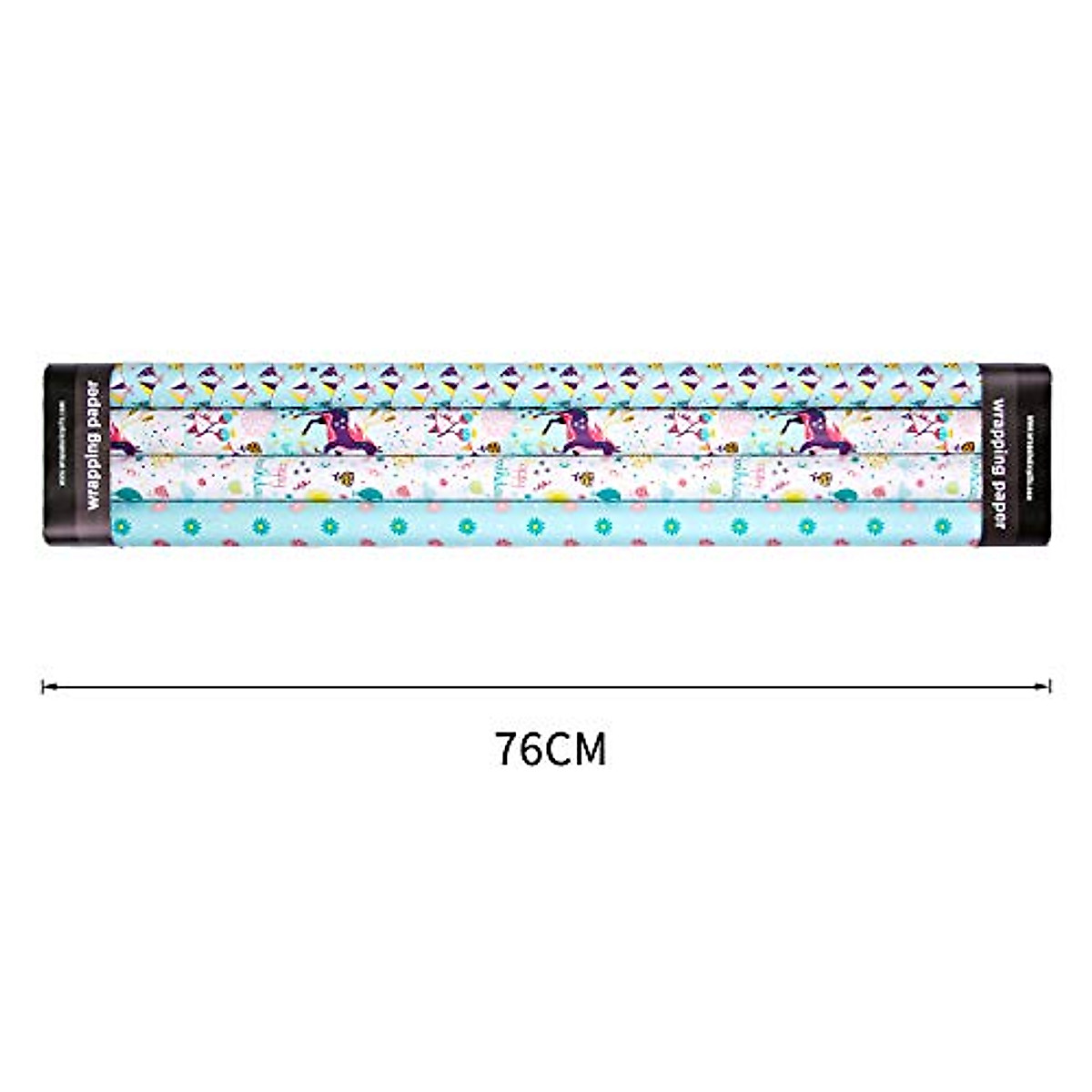 WRAPAHOLIC Birthday Wrapping Paper Roll - Unicorns and Celebration Banners Set for Party, Celebrating, Baby Shower Present Packing - 4 Rolls - 30 inch X 120 inch Per Roll