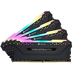 Corsair Vengeance RGB Pro 64GB (4x16GB) DDR4 3600 (PC4-28800) C18 Desktop Memory – Black, CMW64GX4M4D3600C18