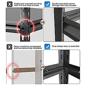 5 Tier Garage Shelving, Storage Shelves Heavy Duty Shelving, Adjustable Metal Shelf Rack and Shelf Units, Garage Shelving Heavy Duty Warehouse Industrial Shelving, 31.5" W X 15.7" D X 63" H