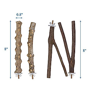 Mogoko 4 Pcs Bird Perches Parrot Stand Natural Wood Perch Parakeet Toys Bird Cage Accessories for Conure Supplies Budgie Platform